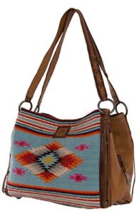 sts ranchwear saltillo tote light blue/orange/pink one size