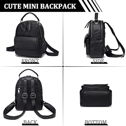 Mini Backpack Purse,ChaseChic Cute Small Convertible Leather Fashion Backpacks for Girls Women Black