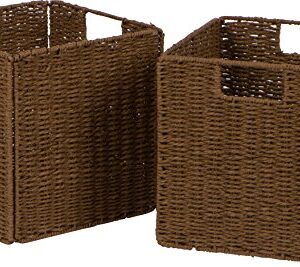 Trademark Innovations 10.5" Woven Storage Cube Basket Bin with Iron Wire Frame Set of 2