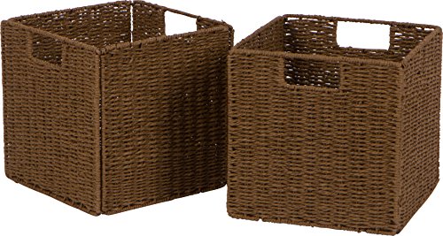 Trademark Innovations 10.5" Woven Storage Cube Basket Bin with Iron Wire Frame Set of 2