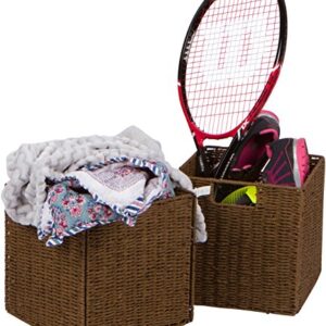 Trademark Innovations 10.5" Woven Storage Cube Basket Bin with Iron Wire Frame Set of 2