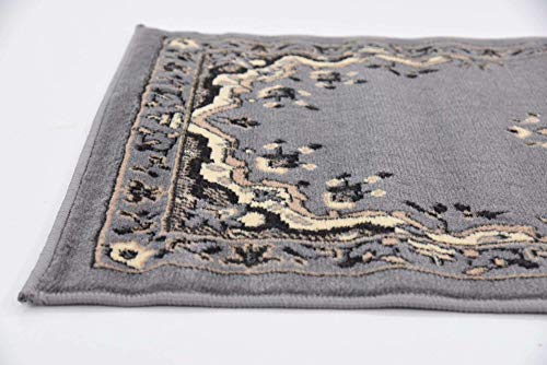 Unique Loom Reza Collection Traditional Persian Style Area Rug, 2 ft 2 in x 8 ft 2 in, Gray/Ivory