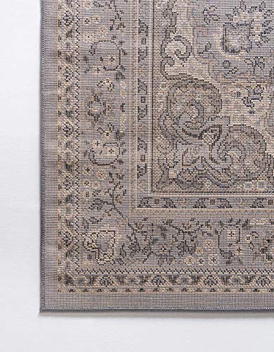 Unique Loom Reza Collection Traditional Persian Style Area Rug, 2 ft 2 in x 8 ft 2 in, Gray/Ivory