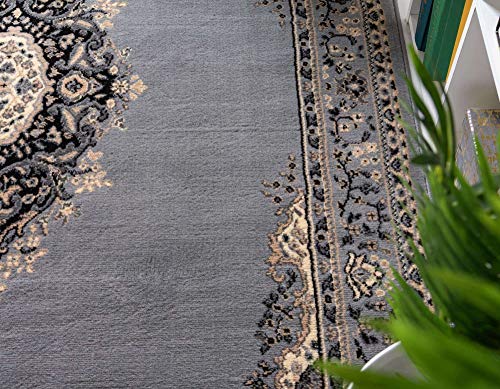 Unique Loom Reza Collection Traditional Persian Style Area Rug, 2 ft 2 in x 8 ft 2 in, Gray/Ivory