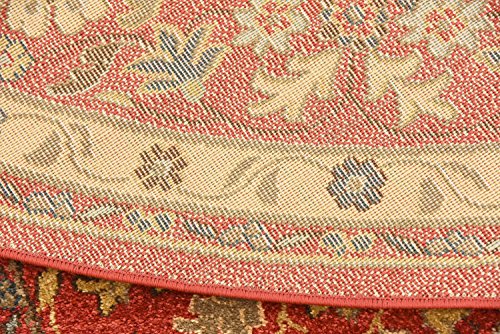 Unique Loom Edinburgh Collection Classic Oriental Traditional French Cottage Inspired Intricate Design Area Rug, 6 ft x 6 ft, Red/Beige