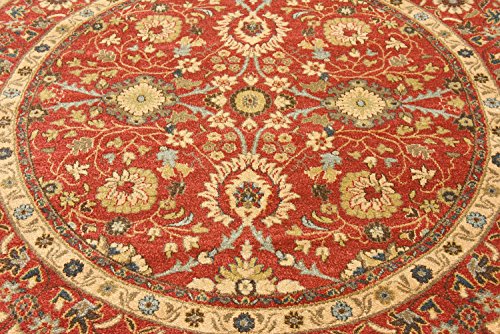 Unique Loom Edinburgh Collection Classic Oriental Traditional French Cottage Inspired Intricate Design Area Rug, 6 ft x 6 ft, Red/Beige