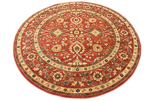 Unique Loom Edinburgh Collection Classic Oriental Traditional French Cottage Inspired Intricate Design Area Rug, 6 ft x 6 ft, Red/Beige