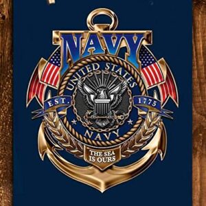 United States Navy-Gold Anchor Crest- 8 x 10"- Naval Wall Art Prints- Ready To Frame-"The Sea is Ours" -Replica Poster Prints. Home-Office-Military Decor. Beautiful Crest-Emblem to Show Navy Pride!