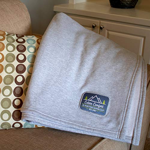 Sweatshirt Blanket Throw - Extra Large, Super Soft, & Lightweight - for Outdoors, Travel, or Movie Night in - Over-Sized and Comfy - 65 x 85 Inches - 50/50 Cotton Polyester Blend (Gray)