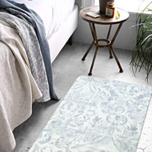 Lahome Damask Area Rug - 2' X 3' Non-Slip Area Rug Small Accent Distressed Throw Rugs Floor Carpet for Door Mat Entryway Bedrooms Laundry Room Decor (2' x 3', Gray)