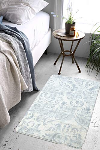 Lahome Damask Area Rug - 2' X 3' Non-Slip Area Rug Small Accent Distressed Throw Rugs Floor Carpet for Door Mat Entryway Bedrooms Laundry Room Decor (2' x 3', Gray)