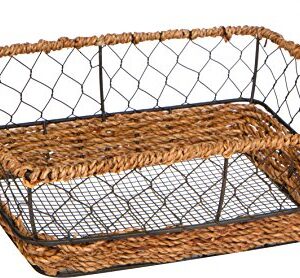 Rectangular Wire Storage Basket with Handles and Seagrass by Trademark Innovations