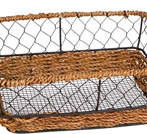 Rectangular Wire Storage Basket with Handles and Seagrass by Trademark Innovations