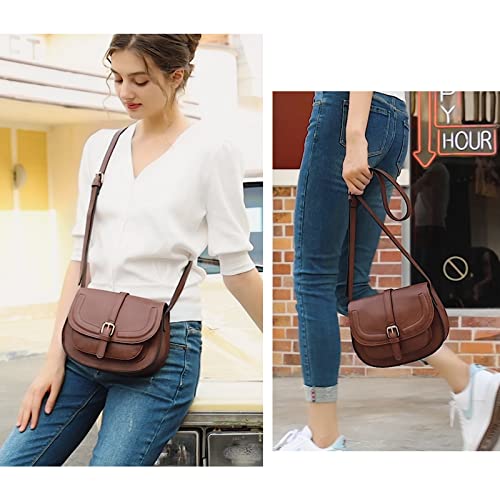 Crossbody Bags for Women Small Over the Shoulder Saddle Purses and Boho Cross body Handbags,Vegan Leather