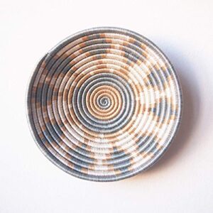 small african basket- giti/rwanda basket/woven bowl/sisal & sweetgrass basket/blue-gray, tan, white