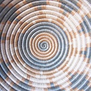 Small African Basket- Giti/Rwanda Basket/Woven Bowl/Sisal & Sweetgrass Basket/Blue-Gray, Tan, White