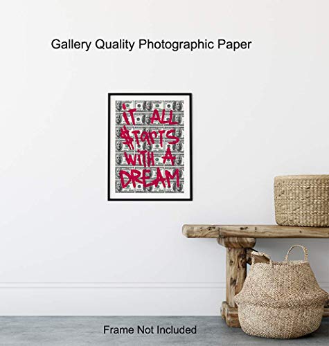 Office Wall Art, Home Decor - Motivational 8x10 Poster Print in Graffiti, Street Art, Mural Style - Unique Room Decorations and Gift for Entrepreneur - Unframed Photo