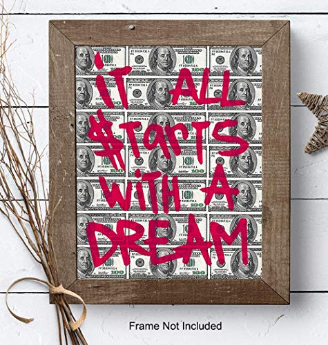 Office Wall Art, Home Decor - Motivational 8x10 Poster Print in Graffiti, Street Art, Mural Style - Unique Room Decorations and Gift for Entrepreneur - Unframed Photo