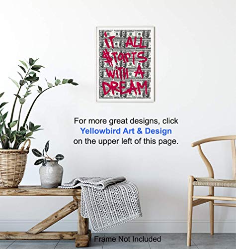 Office Wall Art, Home Decor - Motivational 8x10 Poster Print in Graffiti, Street Art, Mural Style - Unique Room Decorations and Gift for Entrepreneur - Unframed Photo