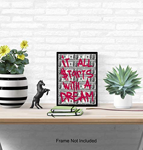 Office Wall Art, Home Decor - Motivational 8x10 Poster Print in Graffiti, Street Art, Mural Style - Unique Room Decorations and Gift for Entrepreneur - Unframed Photo