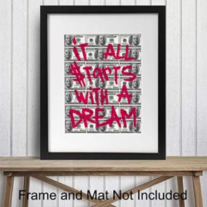 Office Wall Art, Home Decor - Motivational 8x10 Poster Print in Graffiti, Street Art, Mural Style - Unique Room Decorations and Gift for Entrepreneur - Unframed Photo