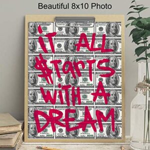 Office Wall Art, Home Decor - Motivational 8x10 Poster Print in Graffiti, Street Art, Mural Style - Unique Room Decorations and Gift for Entrepreneur - Unframed Photo