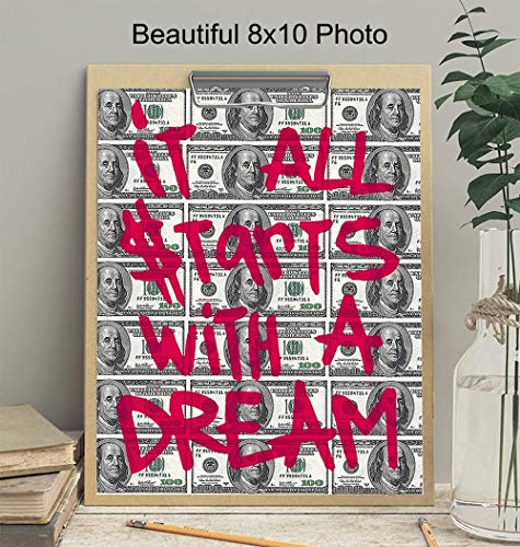 Office Wall Art, Home Decor - Motivational 8x10 Poster Print in Graffiti, Street Art, Mural Style - Unique Room Decorations and Gift for Entrepreneur - Unframed Photo