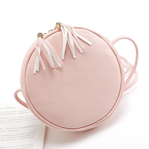 DukeTea Small Circular Crossbody Purse for Teen Girls, Mini Crossover Phone Shoulder Bag for Women (Cream White)