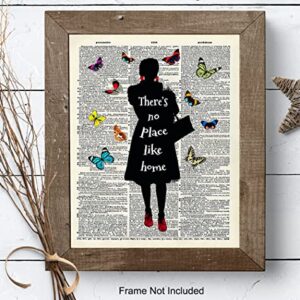 Wizard of Oz Quote, Dictionary Art, Theres No Place Like Home - Upcycled 8x10 Poster print for Girl, Kids Room, Bedroom, Nursery - Unique Gift for Dorothy, Fans - Unframed Photo Print