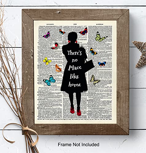 Wizard of Oz Quote, Dictionary Art, Theres No Place Like Home - Upcycled 8x10 Poster print for Girl, Kids Room, Bedroom, Nursery - Unique Gift for Dorothy, Fans - Unframed Photo Print