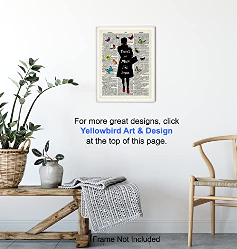 Wizard of Oz Quote, Dictionary Art, Theres No Place Like Home - Upcycled 8x10 Poster print for Girl, Kids Room, Bedroom, Nursery - Unique Gift for Dorothy, Fans - Unframed Photo Print