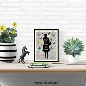 Wizard of Oz Quote, Dictionary Art, Theres No Place Like Home - Upcycled 8x10 Poster print for Girl, Kids Room, Bedroom, Nursery - Unique Gift for Dorothy, Fans - Unframed Photo Print