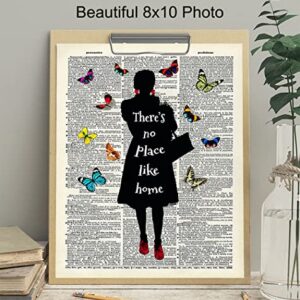 Wizard of Oz Quote, Dictionary Art, Theres No Place Like Home - Upcycled 8x10 Poster print for Girl, Kids Room, Bedroom, Nursery - Unique Gift for Dorothy, Fans - Unframed Photo Print