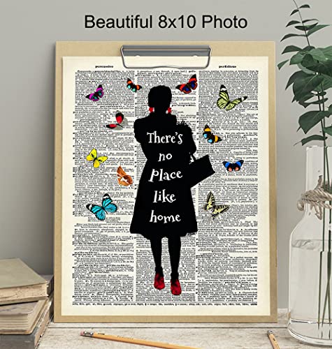 Wizard of Oz Quote, Dictionary Art, Theres No Place Like Home - Upcycled 8x10 Poster print for Girl, Kids Room, Bedroom, Nursery - Unique Gift for Dorothy, Fans - Unframed Photo Print