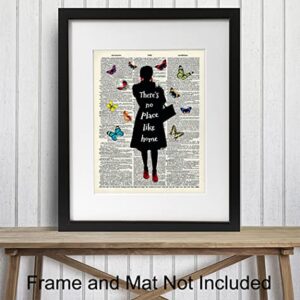 Wizard of Oz Quote, Dictionary Art, Theres No Place Like Home - Upcycled 8x10 Poster print for Girl, Kids Room, Bedroom, Nursery - Unique Gift for Dorothy, Fans - Unframed Photo Print