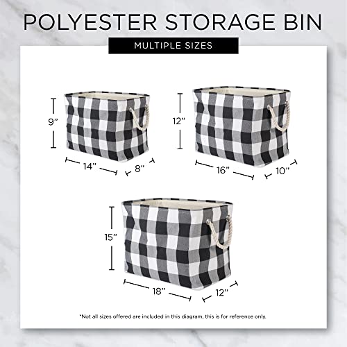 DII, Collapsible Variegated Polyester Storage Bin with Cotton Handles Large Gray