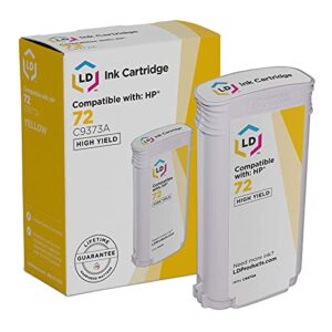 ld products compatible replacement for hp 72 ink cartridge c9373a high yield (yellow, single-pack) designjet t1100, t1120, t1200, t610, t620, t770, sd pro mfp, t1100ps, t1120 sd-mfp, t1300, t2300