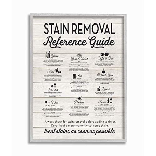 Stupell Industries Stain Removal Reference Guide Typography Grey Framed Wall Art, 11 x 14, Design by Artist Lettered and Lined