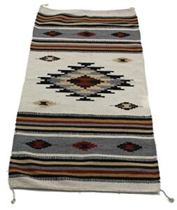 onyx arrow southwest area rug, 32 x 64 inches, center diamond, cream/black/multi