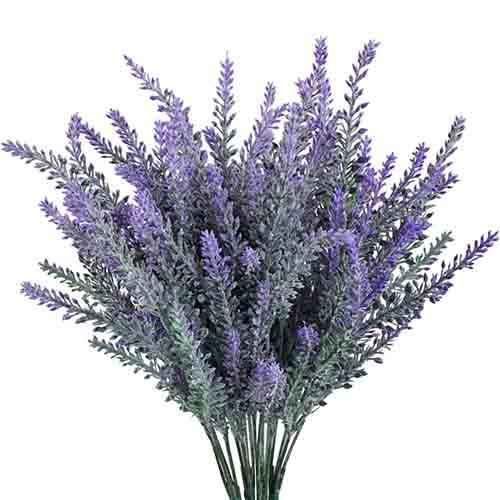 GTIDEA 4pcs Artificial Flowers Flocked Plastic Lavender Bundle Fake Plants Wedding Bridle Bouquet Indoor Outdoor Home Kitchen Office Table Centerpieces Arrangements Christmas Decor