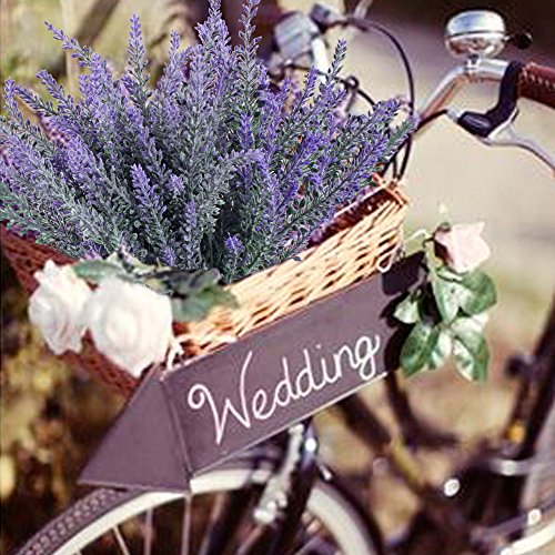 GTIDEA 4pcs Artificial Flowers Flocked Plastic Lavender Bundle Fake Plants Wedding Bridle Bouquet Indoor Outdoor Home Kitchen Office Table Centerpieces Arrangements Christmas Decor