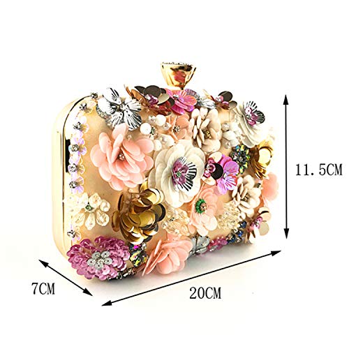 Lanpet Women Clutches Flower Evening Handbag Chain Strap Shoulder Bag