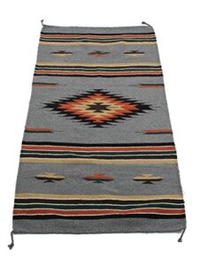 onyx arrow southwest area rug, 32 x 64 inches, center diamond, gray/black/multi