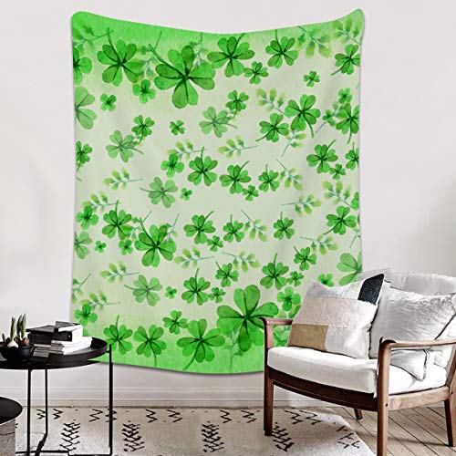 Comfy Plush Fleece Throw Blanket 40x50 inch St. Patrick's Day Soft Coach Blanket Lightweight Stadium Blanket Shamrocks Clover Green Leaves Watercolor Painting