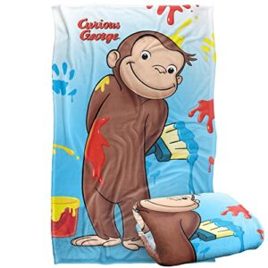 trevco curious george paint silky touch super soft throw blanket 36″ x 58″