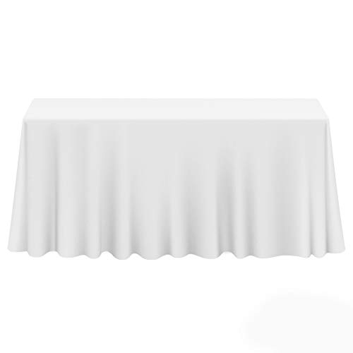 Lann's Linens - 90" x 132" Premium Tablecloth for Wedding/Banquet/Restaurant - Rectangular Polyester Fabric Table Cloth - White