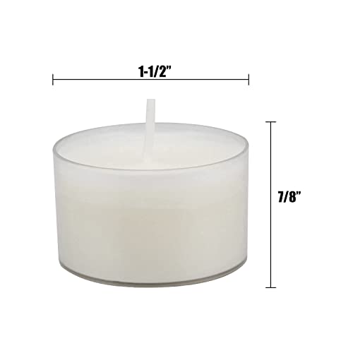 Stonebriar Bulk 48 Pack Unscented Smokeless Long Clear Cup Tea Light Candles with 8 Hour Extended Burn Time, 48 Count