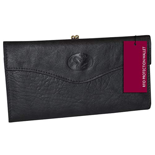 Buxton Heiress Organizer Clutch (Black-RFID, Black-RFID Protected, Size One Size