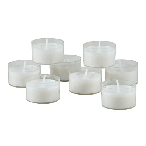 Stonebriar 48 Pack Unscented 6 to 7 Hour Extended Burn Time Clear Cup Tea Light Candles, White, 48 Count