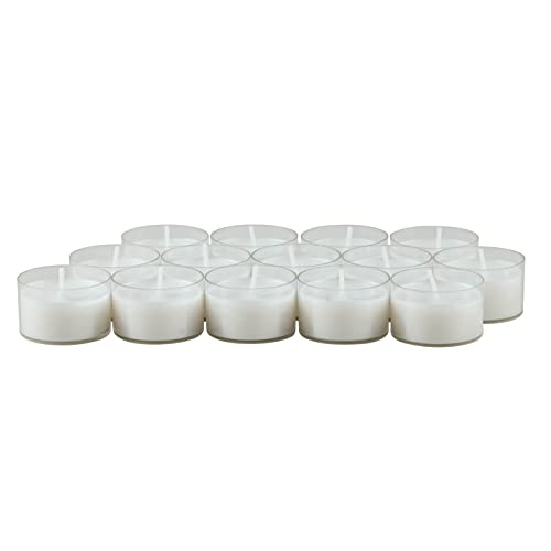 Stonebriar 48 Pack Unscented 6 to 7 Hour Extended Burn Time Clear Cup Tea Light Candles, White, 48 Count